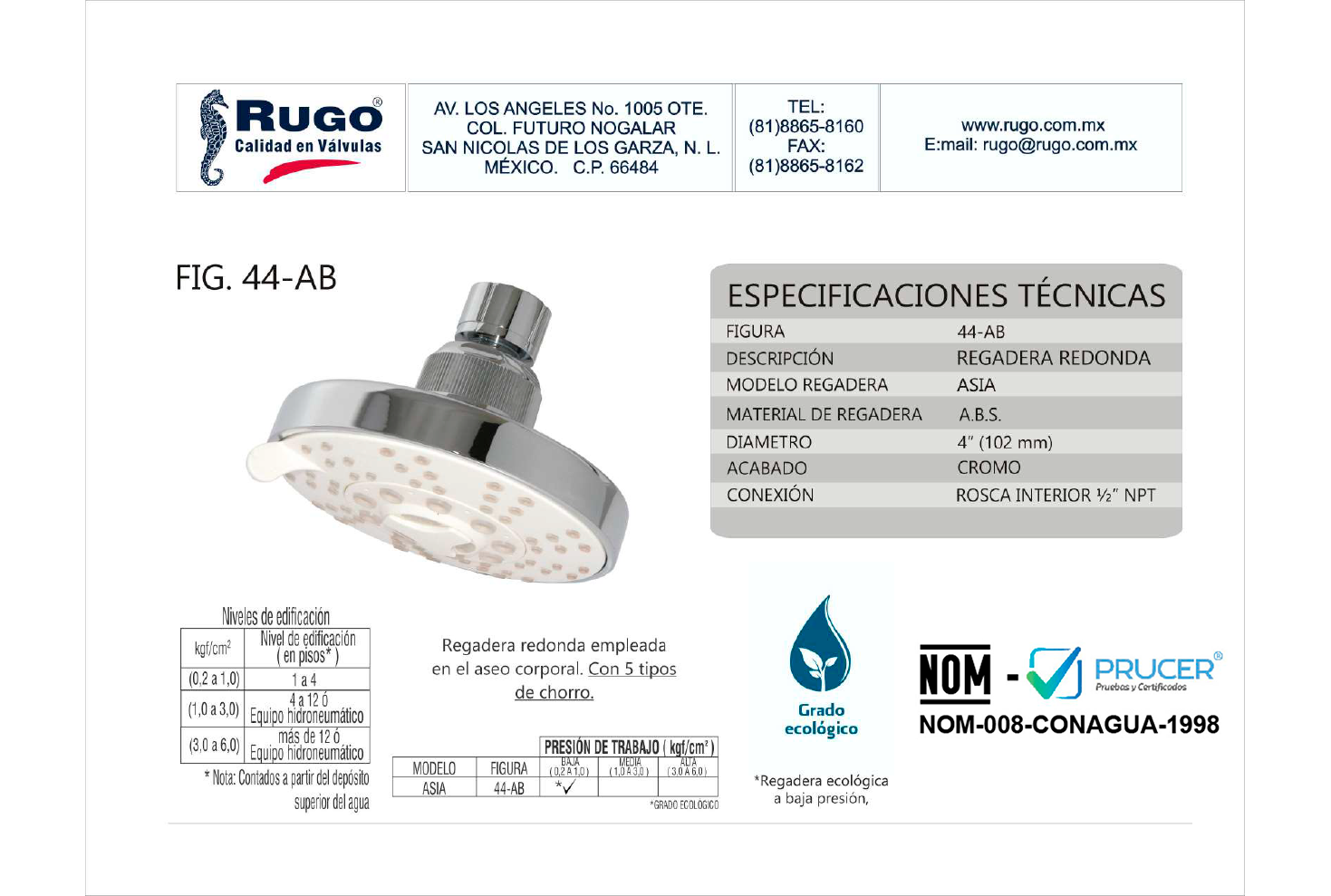 44-AB - Baño Regadera | Rugo