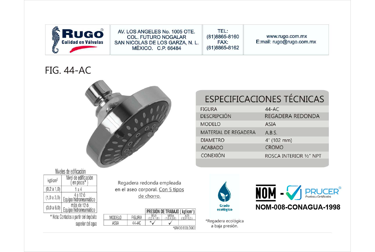 44-AC - Baño Regadera | Rugo